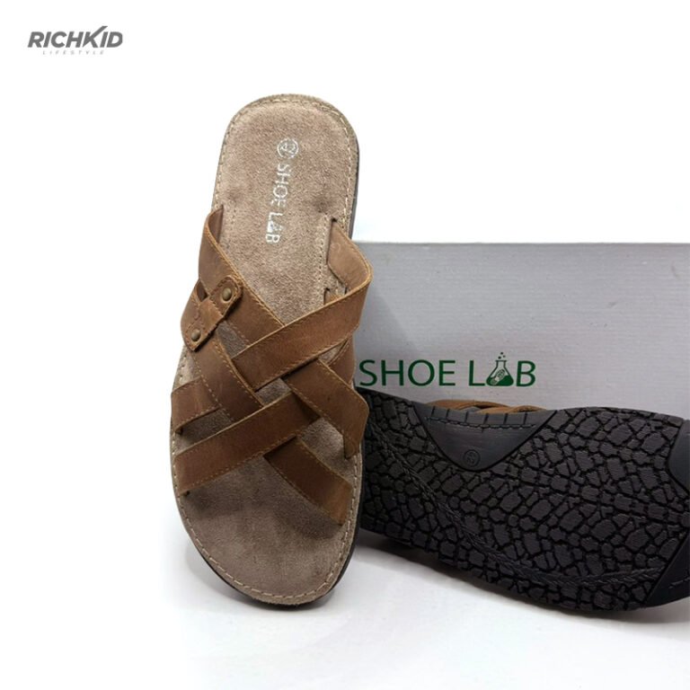 Leather Criss-Cross Sandal Brown – Richkid